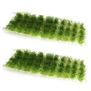 80 pcs green bushy tufts lowland shrubs tuft static grass vegetation groups railway artificial grass war gaming terrain decoration railroad scenery war gaming scenery (light green)