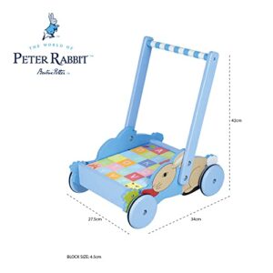 Orange Tree Toys - Peter Rabbit Block Trolley - Wooden Alphabet Block Trolley That Encourages First Steps and Develops Key Motor Skills, Includes 30 Blocks, for Kids Ages 12 Months +