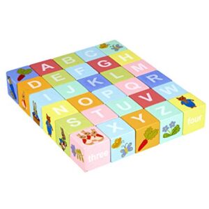 Orange Tree Toys - Peter Rabbit Block Trolley - Wooden Alphabet Block Trolley That Encourages First Steps and Develops Key Motor Skills, Includes 30 Blocks, for Kids Ages 12 Months +