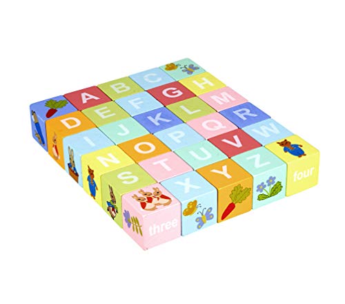 Orange Tree Toys - Peter Rabbit Block Trolley - Wooden Alphabet Block Trolley That Encourages First Steps and Develops Key Motor Skills, Includes 30 Blocks, for Kids Ages 12 Months +