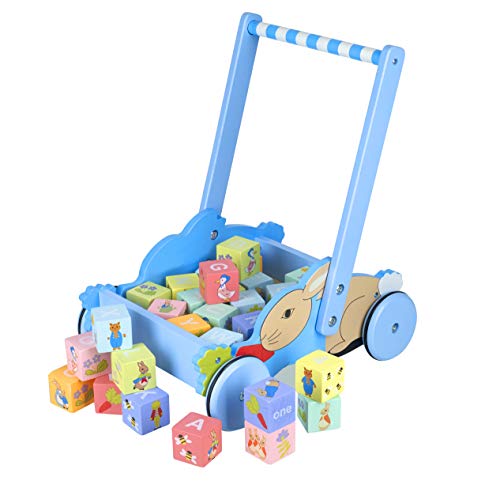 Orange Tree Toys - Peter Rabbit Block Trolley - Wooden Alphabet Block Trolley That Encourages First Steps and Develops Key Motor Skills, Includes 30 Blocks, for Kids Ages 12 Months +