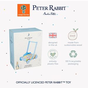 Orange Tree Toys - Peter Rabbit Block Trolley - Wooden Alphabet Block Trolley That Encourages First Steps and Develops Key Motor Skills, Includes 30 Blocks, for Kids Ages 12 Months +