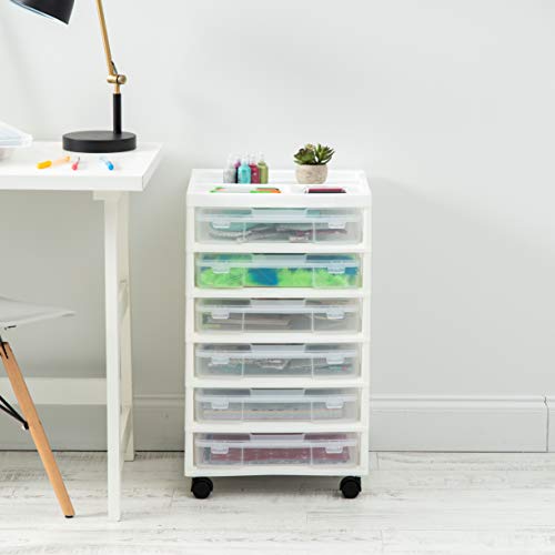 IRIS USA 6-Tier Scrapbook Rolling Storage Cart with Organizer Top White Frame with 6 Clear Scrapbooking Drawer Cases, 1-Pack & IRIS USA 150816 IRIS 6-Drawer Scrapbook Cart with Organizer Top, Black