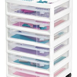 IRIS USA 6-Tier Scrapbook Rolling Storage Cart with Organizer Top White Frame with 6 Clear Scrapbooking Drawer Cases, 1-Pack & IRIS USA 150816 IRIS 6-Drawer Scrapbook Cart with Organizer Top, Black