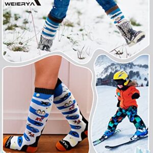 WEIERYA Kids Ski Socks Merino Wool, Thermal Snow Socks, Knee-high Wool Socks for Boys and Girls, 1/3 Pairs Black M 1 Pair