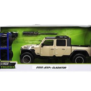 Jada Toys Just Trucks 1:24 2020 Jeep Gladiator Die-cast Car Tan with Tire Rack, Toys for Kids and Adults (32711)