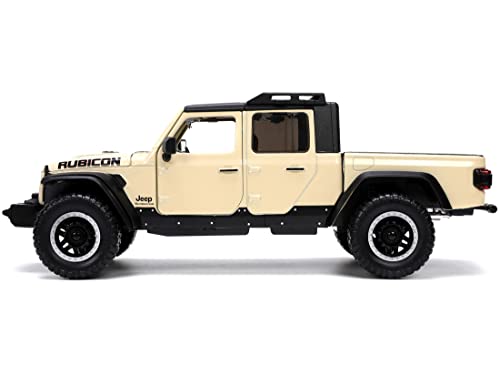 Jada Toys Just Trucks 1:24 2020 Jeep Gladiator Die-cast Car Tan with Tire Rack, Toys for Kids and Adults (32711)