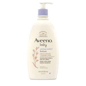 aveeno baby calming comfort moisturizing lotion with relaxing lavender & vanilla scents, non-greasy body lotion with natural oatmeal & dimethicone, paraben- & phthalate-free, 18 fl. oz