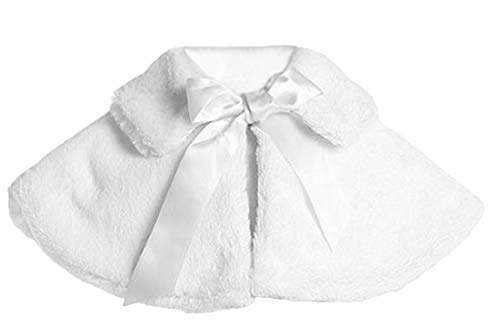 White Girl's Soft Faux Fur Cape with Satin Tie - Size 2T