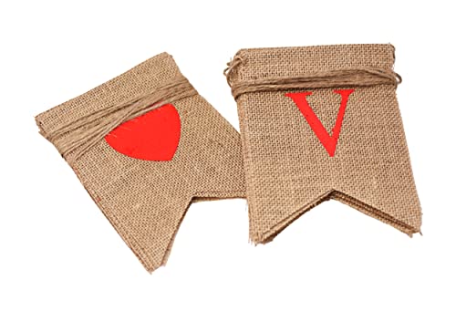 Mandala Crafts Happy Valentines Day Banner Valentines Day Decor - Burlap Happy Valentines Day Sign Decoration - Heart Valentine Garland for Fireplace Mantel