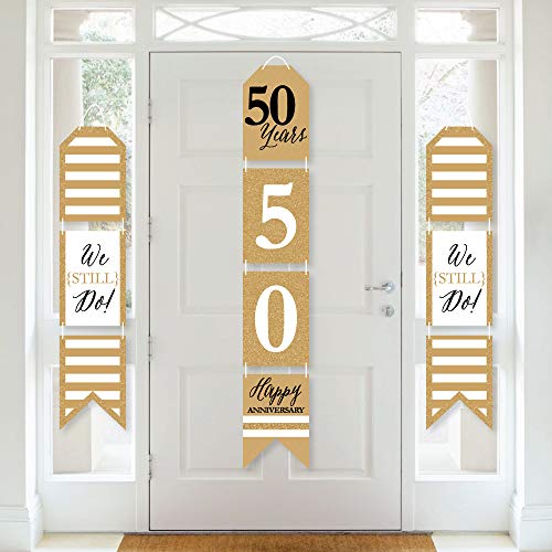 Big Dot of Happiness We Still Do - 50th Wedding Anniversary - Hanging Vertical Paper Door Banners - Anniversary Party Wall Decoration Kit - Indoor Door Decor