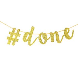 innoru # done banner – gold glitter congrats grad sign, senior, college graduation party decorations supplies