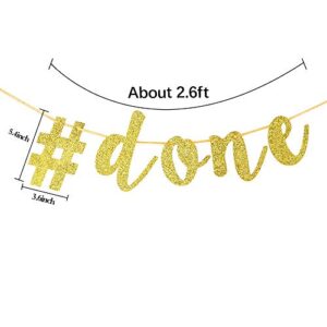 INNORU # Done Banner - Gold Glitter Congrats Grad Sign, Senior, College Graduation Party Decorations Supplies