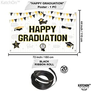 Happy Graduation Banner 2023 - 72x44 Inch, Class of 2023 Decorations | Happy Graduation Sign for Black and White Graduation Party Decorations 2023 | Graduation Backdrop for Graduation Decorations 2023