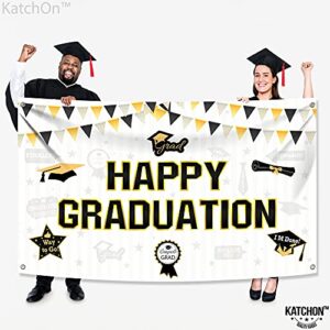 Happy Graduation Banner 2023 - 72x44 Inch, Class of 2023 Decorations | Happy Graduation Sign for Black and White Graduation Party Decorations 2023 | Graduation Backdrop for Graduation Decorations 2023