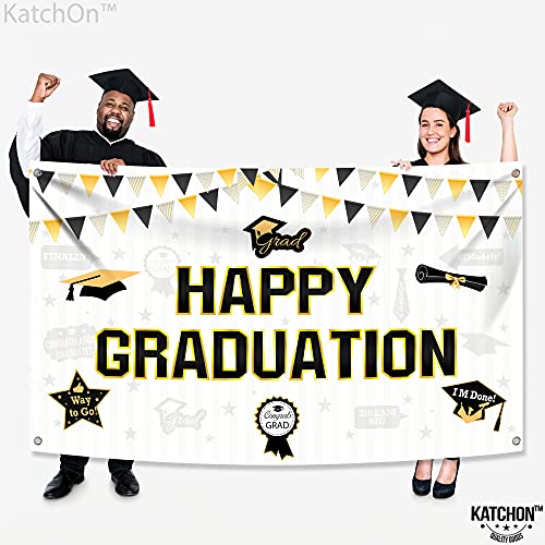 Happy Graduation Banner 2023 - 72x44 Inch, Class of 2023 Decorations | Happy Graduation Sign for Black and White Graduation Party Decorations 2023 | Graduation Backdrop for Graduation Decorations 2023