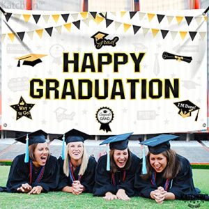 Happy Graduation Banner 2023 - 72x44 Inch, Class of 2023 Decorations | Happy Graduation Sign for Black and White Graduation Party Decorations 2023 | Graduation Backdrop for Graduation Decorations 2023