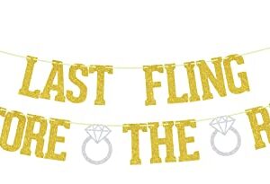 Last Fling Before The Ring Banner Gold & Silver Glitter, Bachelorette Party Decoration Banners, Bachelorette Sign Bachelorette Party Photo Props