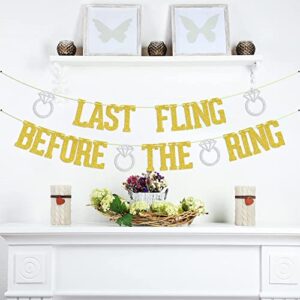 Last Fling Before The Ring Banner Gold & Silver Glitter, Bachelorette Party Decoration Banners, Bachelorette Sign Bachelorette Party Photo Props