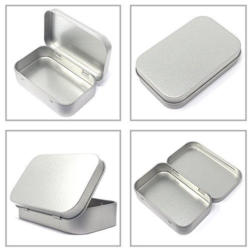 8-Pack Metal Hinged Tin Box Containers with Solid Hinged Top,Use for First Aid Kit,Survival Kits,Storage,Herbs,Pills,Crafts and More.