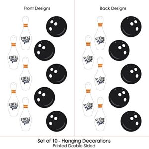 Big Dot of Happiness Hanging Strike Up the Fun - Bowling - Outdoor Hanging Decor - Baby Shower or Birthday Party or Decorations - 10 Pieces