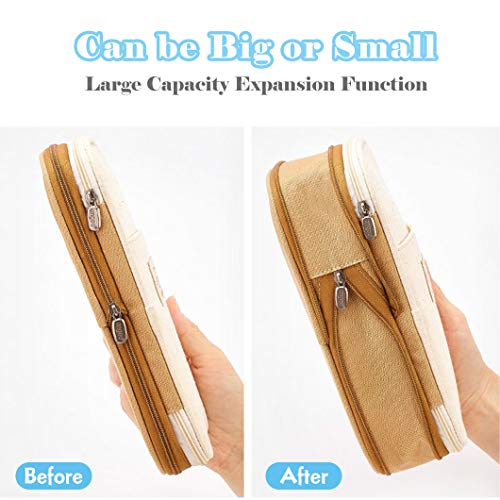 Rolin Roly Large Capacity Pencil Case Pen Pouch Pencil Bag Zipper Canvas Makeup Bag Pencil Organizer Storage Bag Portable Stationery Case Cosmetics Bag