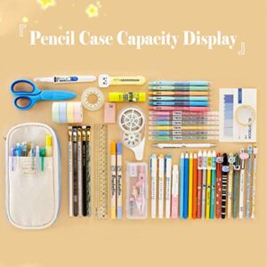 Rolin Roly Large Capacity Pencil Case Pen Pouch Pencil Bag Zipper Canvas Makeup Bag Pencil Organizer Storage Bag Portable Stationery Case Cosmetics Bag