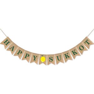 swyoun burlap happy sukkot banner sukkah jewish holiday party supplies garland decoration