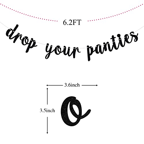 Black Glitter Drop Your Panties Banner - Lingerie Shower Decorations - Wedding/Bachelorette/Birthday Party Decorations Supplies