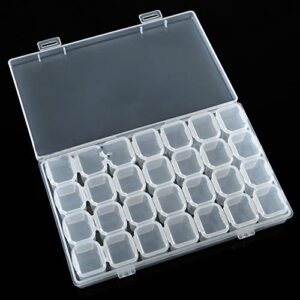 28 Slots Grids Diamond Painting Boxes Plastic Organizer, 5D Diamond Embroidery Accessories Containers for Art Craft, Nail Diamonds, Bead, Seed Storage Clear