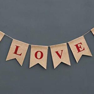 Boston Creative Company Love Burlap Banner Valentines Burlap Garland Wedding Decor Bridal Shower Banner Rustic Wedding Garland Valentines Day Decor Bridal Shower Decorations Wedding Heart Bunting