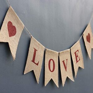 Boston Creative Company Love Burlap Banner Valentines Burlap Garland Wedding Decor Bridal Shower Banner Rustic Wedding Garland Valentines Day Decor Bridal Shower Decorations Wedding Heart Bunting