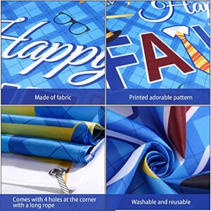 Happy Father's Day Backdrop Banner Decoration, Extra Large Fabric Father's Day Sign Banner Photo Booth Backdrop Background for Father's Day Party Supplies and Decorations