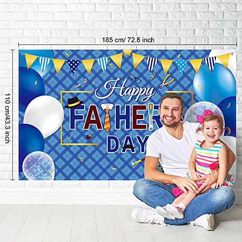 Happy Father's Day Backdrop Banner Decoration, Extra Large Fabric Father's Day Sign Banner Photo Booth Backdrop Background for Father's Day Party Supplies and Decorations