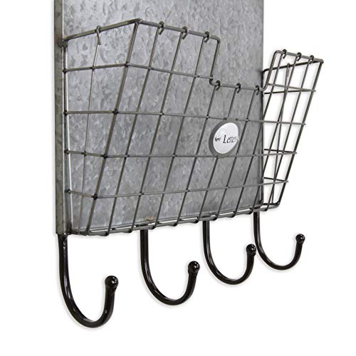 Cheung's FP-4037 Metal Wall Organizer with 4 Hooks and 3 Storage Slots