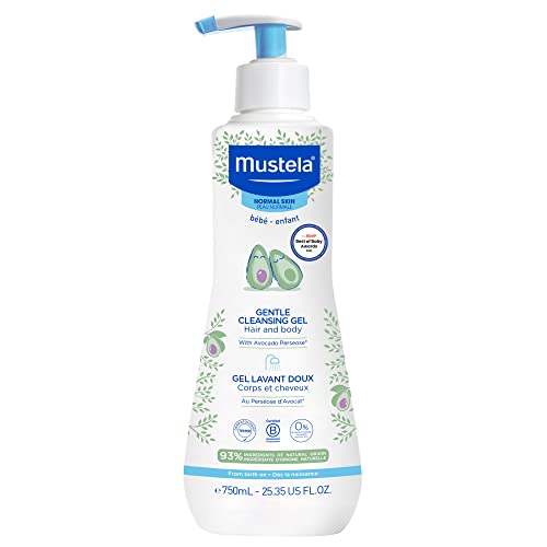 Mustela Baby Gentle Cleansing Gel - Baby Hair & Body Wash - with Natural Avocado fortified with Vitamin B5 - Biodegradable Formula & Tear-Free â€“ 25.35 fl. oz. (Pack of 1)