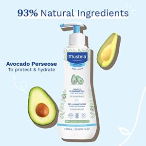 Mustela Baby Gentle Cleansing Gel - Baby Hair & Body Wash - with Natural Avocado fortified with Vitamin B5 - Biodegradable Formula & Tear-Free â€“ 25.35 fl. oz. (Pack of 1)