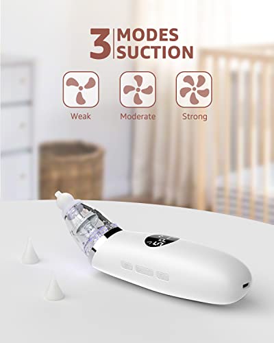 Baby Nasal Aspirator | Baby Nose Sucker | Baby Nose Cleaner, Automatic Booger Sucker for Baby, Rechargeable, with Pause & Music & Light Soothing Function