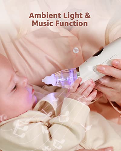 Baby Nasal Aspirator | Baby Nose Sucker | Baby Nose Cleaner, Automatic Booger Sucker for Baby, Rechargeable, with Pause & Music & Light Soothing Function