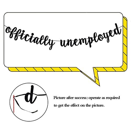 Officially Unemployed Banner, Happy Retirement Decorations, Funny Glittery Retirement Party Decorations