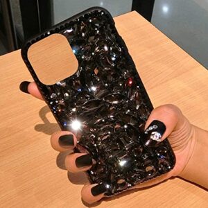 case for iphone 13 pro diamond case,3d handmade bling rhinestone diamonds luxury sparkle rhinestones case girls women full crystals bling diamond soft tpu bumper case cover for iphone 13 pro,black