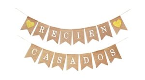 mandala crafts burlap recien casados banner – recien casados sign newly weds banner – spanish just married banner for wedding party backdrop