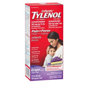 Tylenol Infants Oral Suspension Medicine with Acetaminophen, Baby Fever Reducer & Pain Reliever for Minor Aches & Pains, Sore Throat, Headache & Teething Pain, Grape Flavor, 2 fl. oz