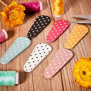 6 Pieces Embroidery Scissors Sheath Polka Dot Scissors Protective Cover Scissors Leather Sheath for Scissors Protection