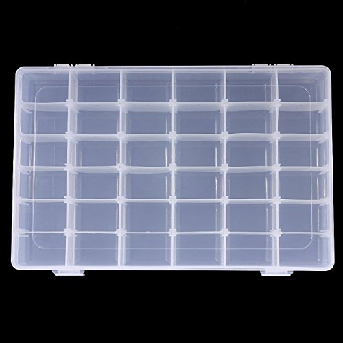 36 Grids Plastic Adjustable Earrings Jewelry Bead Box Holder Organizer Storage Container Case,Clear