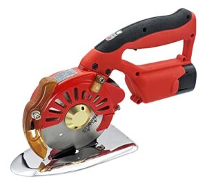 hercules rk-bat-100 5-speed cordless electric rotary cutter for cloth, leather, natural and synthetic fabrics – 4 inch single & multi-layer round knife cutting machine