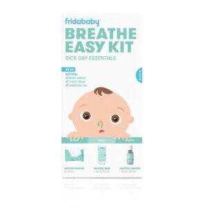 Breathe Easy Kit Sick Day Essentials by FridaBaby - Natural Vapor Wipes, Organic Vapor Rub + Organic Vapor Drops, White