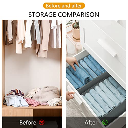 KOMIWOO Wardrobe Clothes Organizer, 7 Grid Clothes Organizer Washable Closet Drawer Storage Organizer for Pants, Jeans and T-Shirt