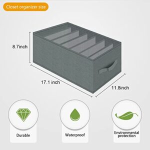 KOMIWOO Wardrobe Clothes Organizer, 7 Grid Clothes Organizer Washable Closet Drawer Storage Organizer for Pants, Jeans and T-Shirt