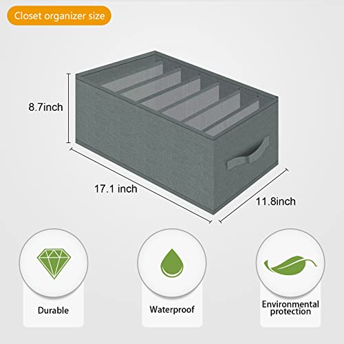 KOMIWOO Wardrobe Clothes Organizer, 7 Grid Clothes Organizer Washable Closet Drawer Storage Organizer for Pants, Jeans and T-Shirt